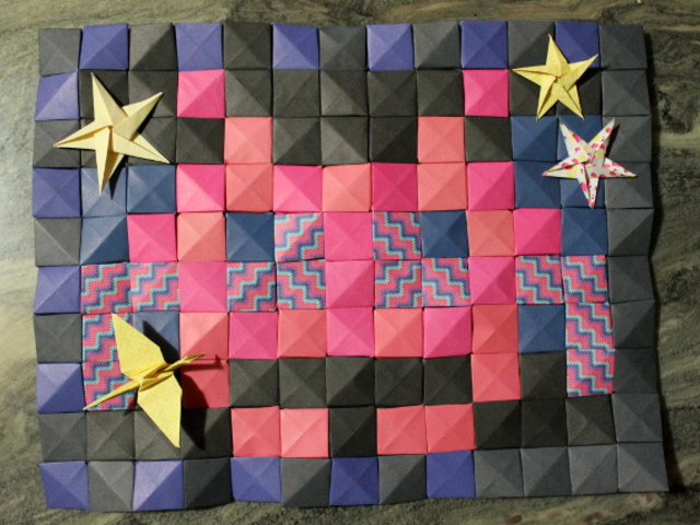 Origami mosaics with origami pixels