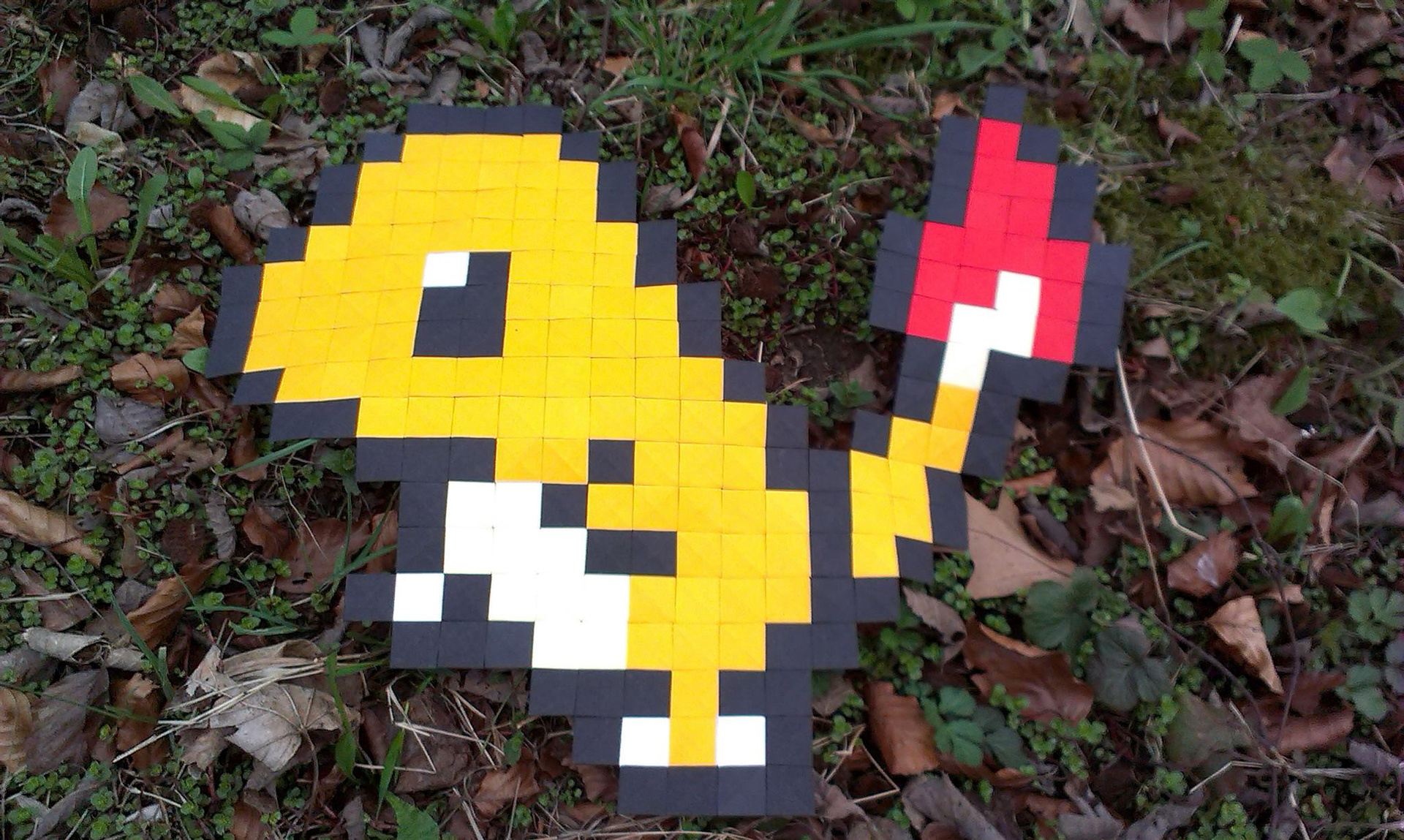 Origami Pokémon Charmander made with origami pixels by Ladislav Kaňka
