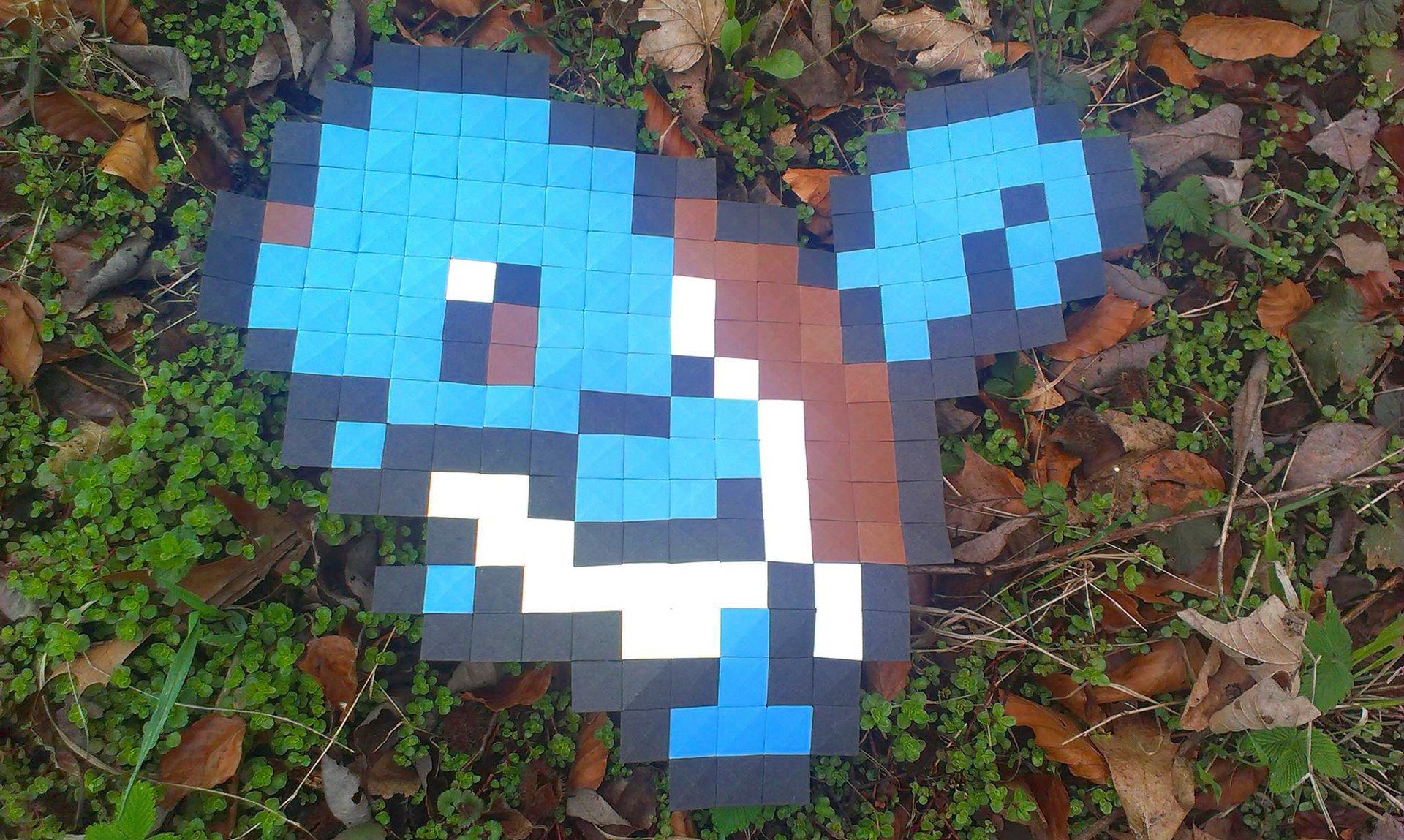 Origami Pokémon Squirtle made with origami pixels by Ladislav Kaňka