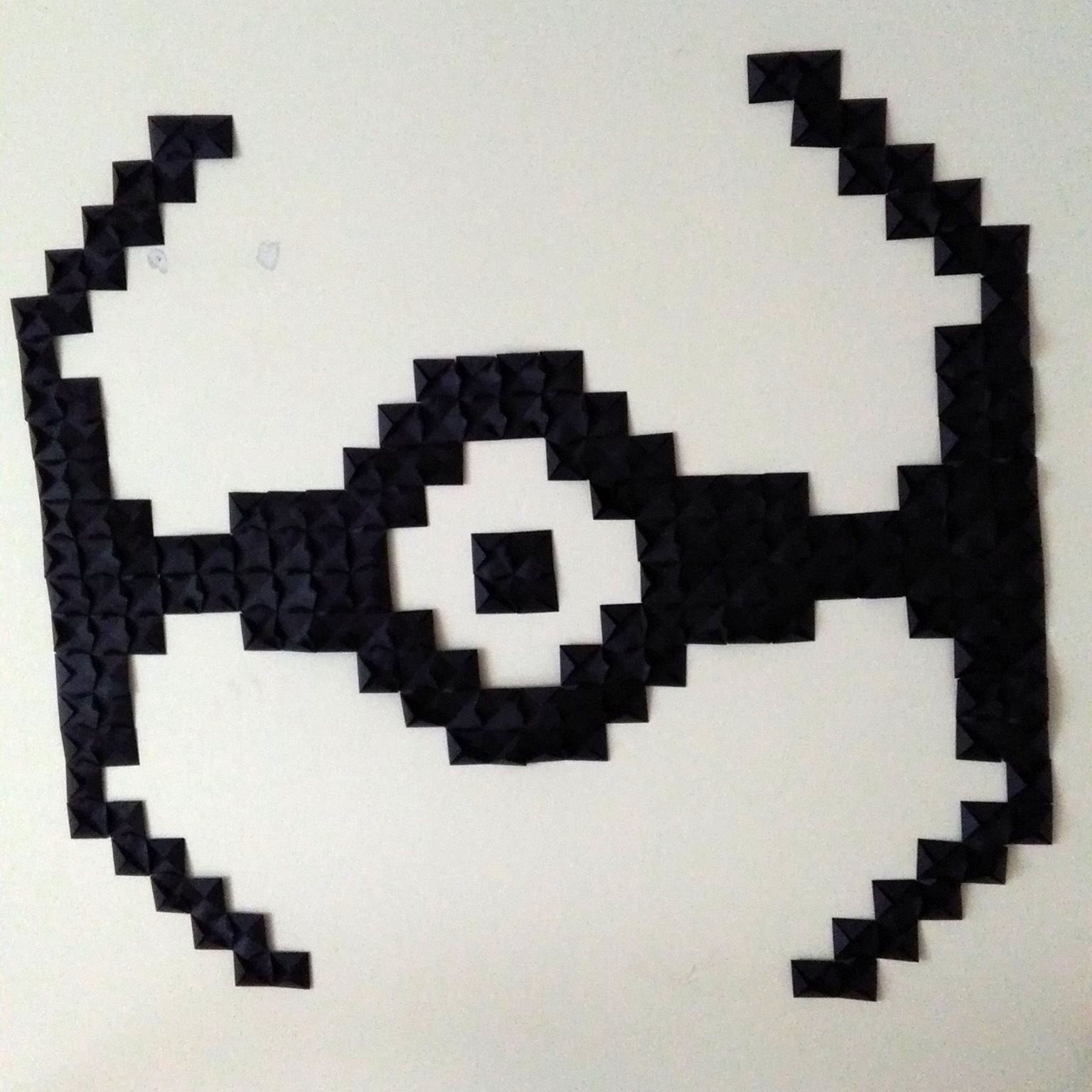 Huge Origami Pixels Tie Interceptor Mosaic by Michaela Bertsch