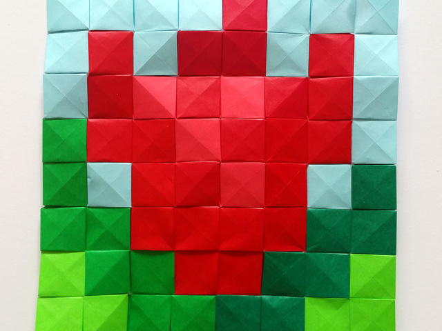 Origami mosaics with origami pixels