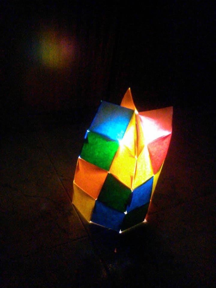 Origami Lampshade made with origami pixels by Sonsi Martin